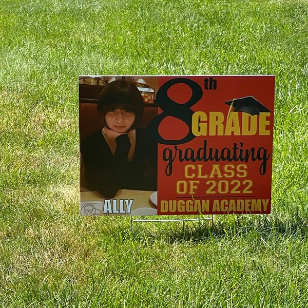 8th Grade Graduation Photo Yard Sign Wire Stake Incl, Senior 2025 ...