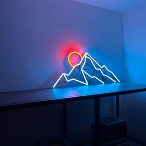 Mountain Neon Wall Art Landscape Neon Sign Neon Art, Mountain Art Light ...