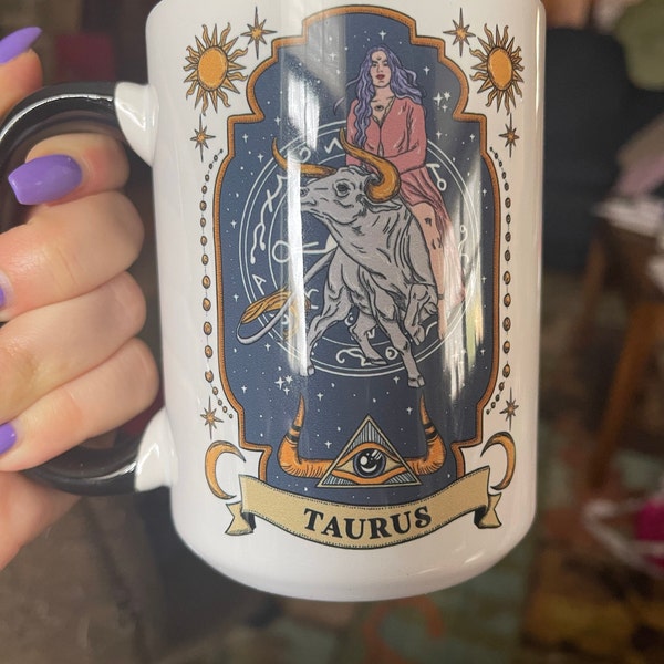 Taurus Zodiac Mug, Zodiac Coffee Mug, Taurus Mug, Witchy Taurus Mug ...