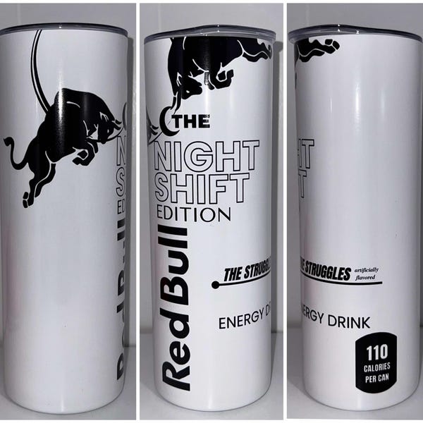 Night Shift Edition Redbull Tumbler Designs, 20oz White Skinny Tumbler ...