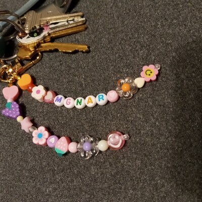 Custom Beaded Keychain Personalized Y2K Keychain 90s Keychain Colorful ...