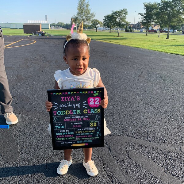 Chalkboard First Day of School Sign Printable, Editable Canva Template ...