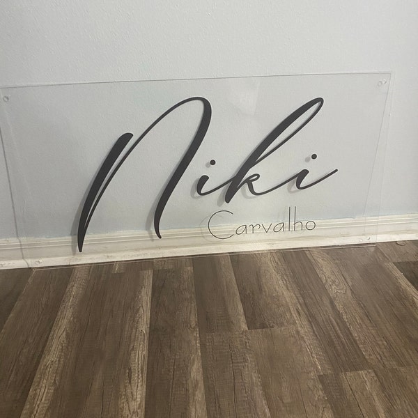 Custom Acrylic Name Sign Nursery Wall Girl Boy Baby Last Name Sign ...