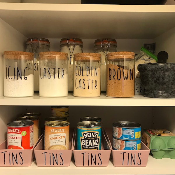 Custom Vinyl Lettering, Kitchen Labels, Storage, Organiser, Vinyl ...