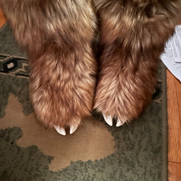 Creature Feet Unisex Dual Colored Faux Fur Feathered CLOVEN Hooves - Etsy