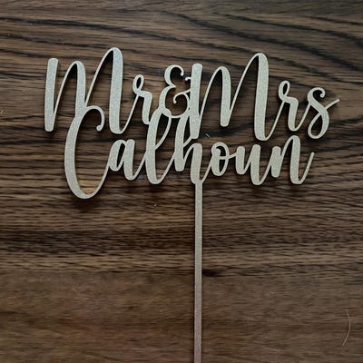 Personalized Script Wedding Cake Topper, Rustic Wedding Cake Topper, Mr ...