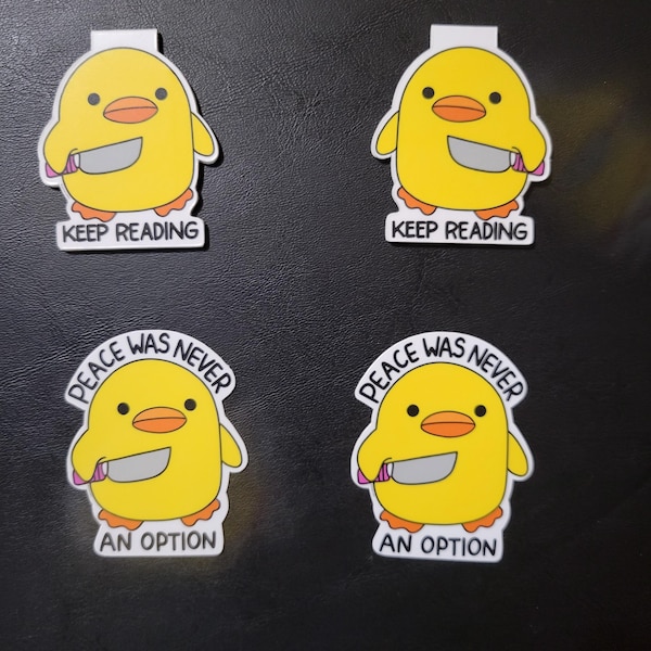 Chick Duck With Knife Magnetic Bookmark, Duck Meme Bookmarks, Handmade ...
