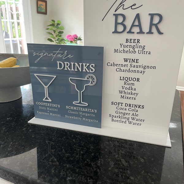 Signature Drinks Bar Sign With Icons Pictured Signature Drinks Bar Sign ...