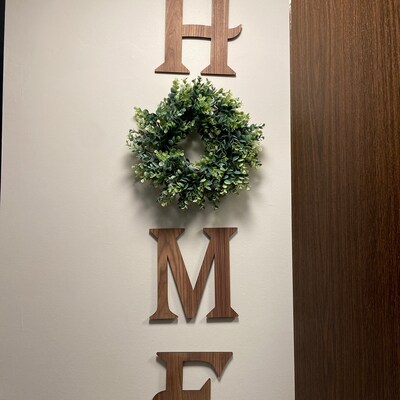HOME Letters Décor Walnut Wood HOME Sign Wooden Home Sign Wall Décor ...