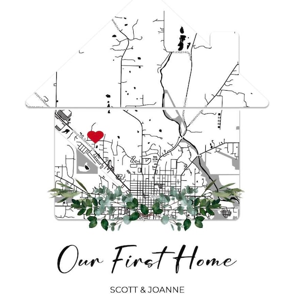 Custom Home Map, First Time Home Buyer, Personalized Housewarming Gift ...