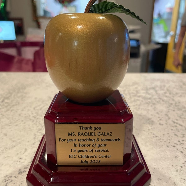 6" Golden Apple Trophy Award - Custom Engraved Plate Included - Etsy