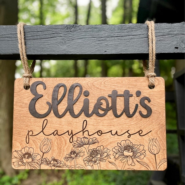 Custom 3D Wooden Childs Playhouse Sign - Kids Play House Sign - Outdoor ...