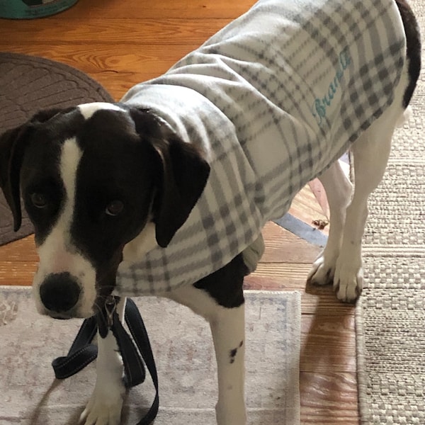 Monogrammed Custom Dog Coat/ Machine Washable/ Adjustable/ Fleece - Etsy
