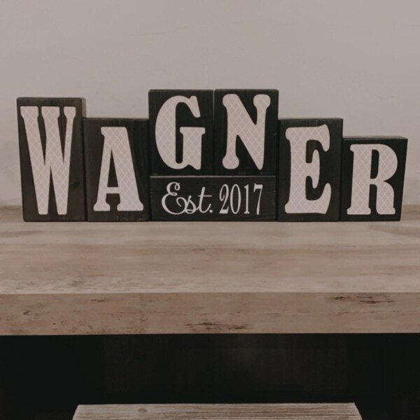 Wooden House Block Sign, Gray and White Plaid Blessed, Farmhouse Style ...