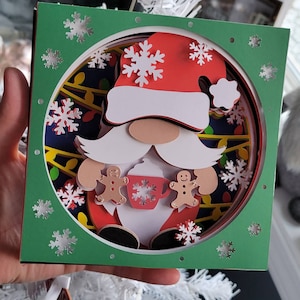 Christmas Gnome 3D Shadow Box SVG/ Cute Gnome Shadow Box/ Christmas ...