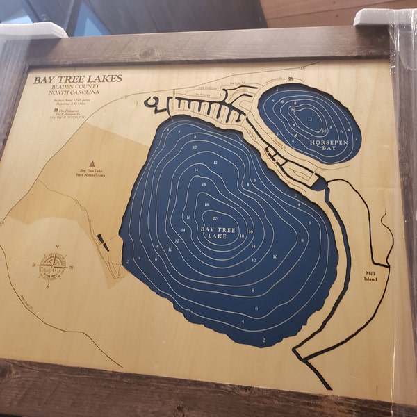 Gun Lake Map - Custom Wood Map - Art - 3D Wall Art - Contour Map - Lake ...