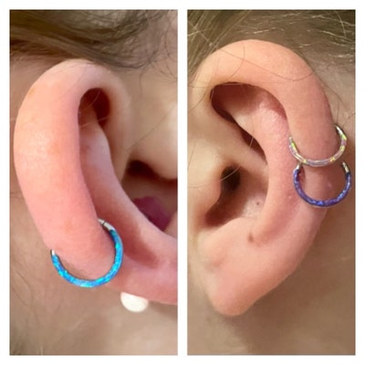 Seamless Opal Septum Clicker Ring / Nose Hoop Ring / Daith Earring ...