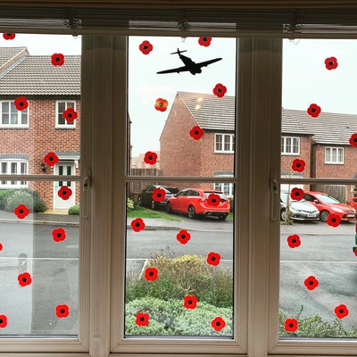 Poppy Window Stickers Poppies Day Remembrance Tribute Scene - Etsy UK