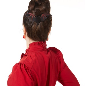 Leather Bat Barrette, Black Bat Hair Slide, Wooden Hair Stick ...