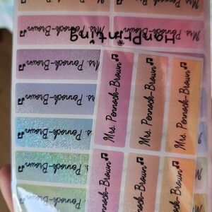 Glitter Rainbow Waterproof Long Name Stickers Daycare Labels Print Kids ...
