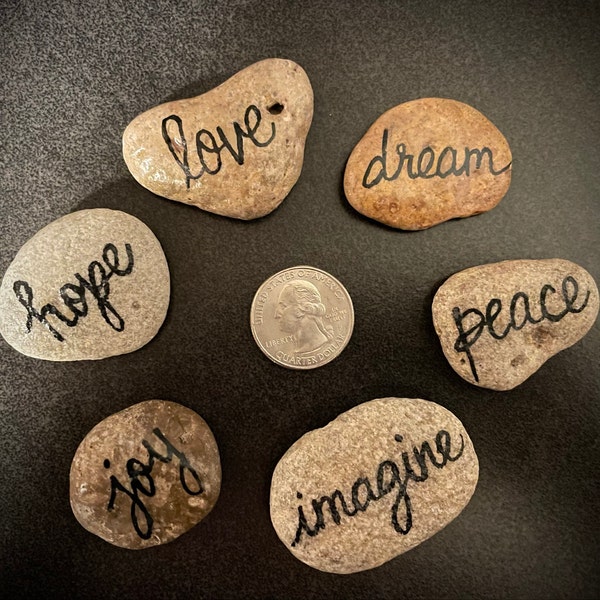 Inspirational Message Stones (set of 6), Affirmation Meditation Rocks ...