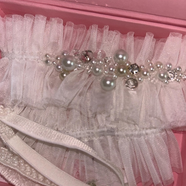 Luxury White Wedding Garter for Bride With Dangling Crystals ...