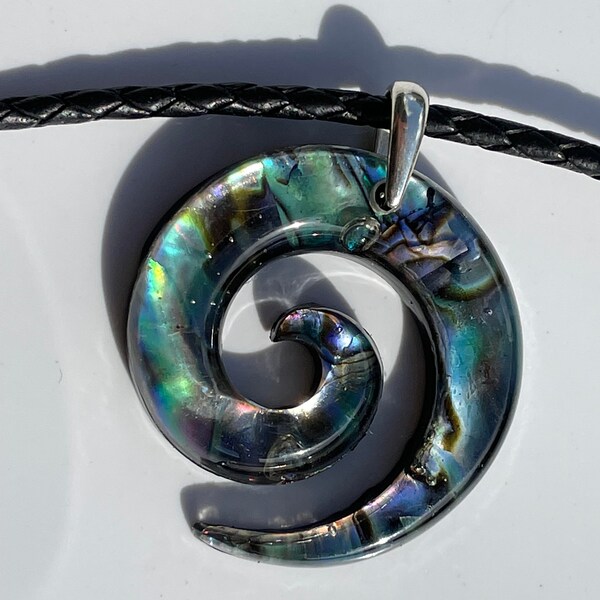 Paua Shell Koru Spiral Necklace - Etsy