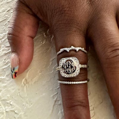 Sterling Silver Monogram Stackable Ring, Sterling Silver Stackable Rings, Sterling Silver Sara ...