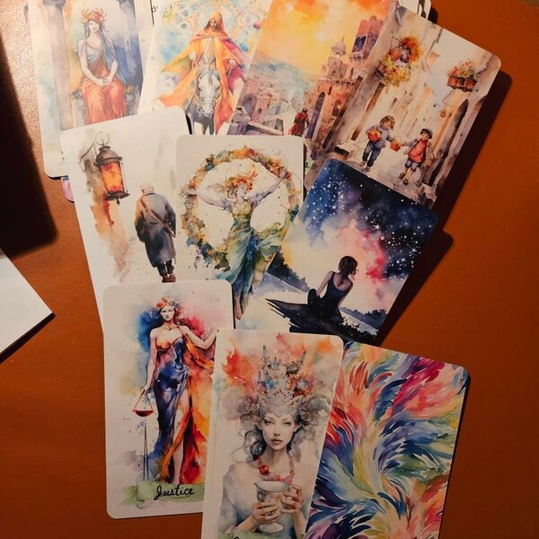 Watercolor Tarot Deck, Drawn Tarot Cards, Moderntarot Deck, Modern ...