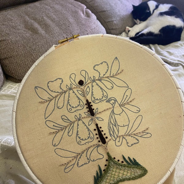 Crewel Embroidery Kit: Partridge in a Pear Tree, Intermediate Level - Etsy