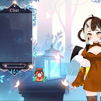 Night Flower Twitch Streamer Set Vtuber Overlay Background Glowing ...