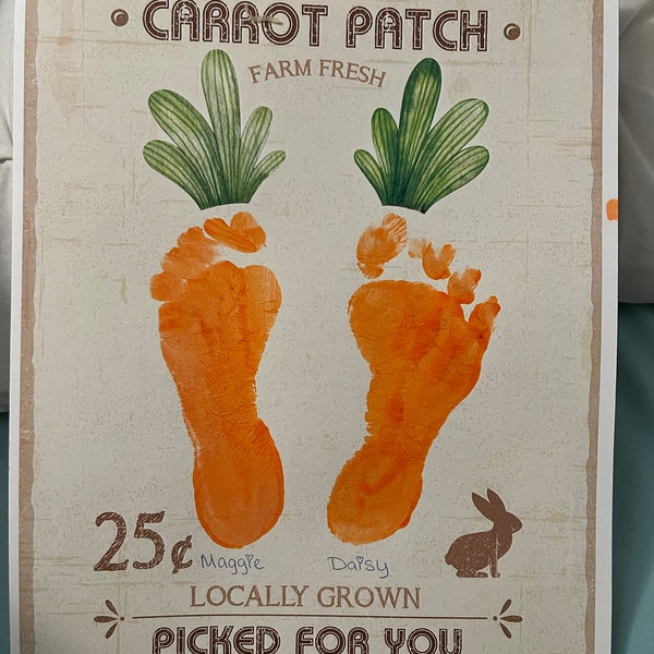 Farm Sign Carrot Patch Easter / Footprint Feet Art Craft / Kids Baby ...