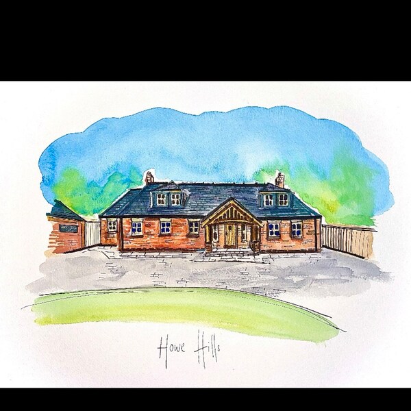 Custom House Portrait, Hand Painted House, Housewarming Gift, First ...