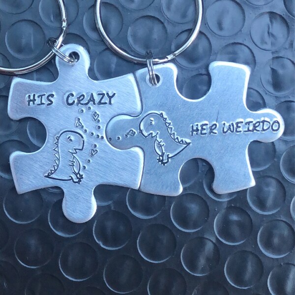 Puzzle Piece Keychains, Couple Keychains, Connected by Heart ...