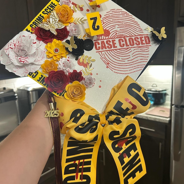 CASE CLOSED Criminal Justice Grad Cap Topper, Glitter Cardstock Crime ...