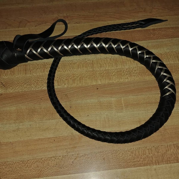 Leather One-tail Whip, Delicate Stripes, Custom Color - Etsy