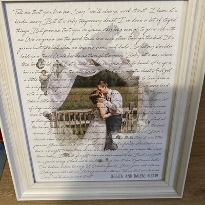 Custom Lyric Art Vows Personalized Gift 1 Year Anniversary Gift For