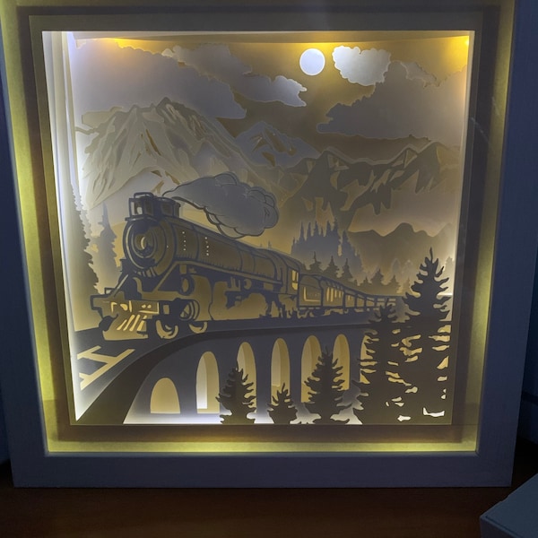 3d Old Train Silhouette, Shadow Box Templates, Paper Cut, Files for ...