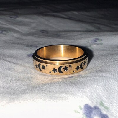 Sun and Moon Fidget Ring Sun Anxiety Ring Mens Spinner Ring, Women's ...