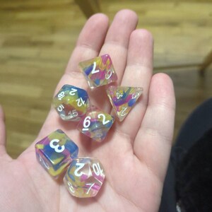 Shipwrecked Handmade Sharp Dice Teal/white/clear Resin Cast Dice Set of ...