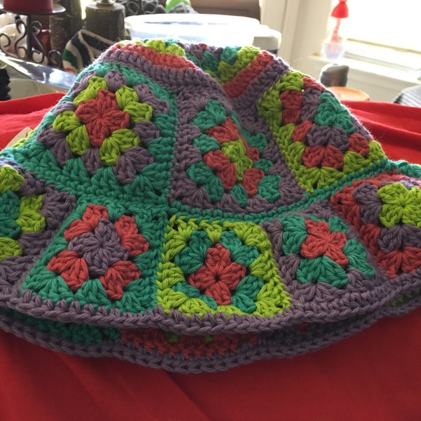 Easy Crochet Pattern-crochet Bucket Hat–alice- Granny Square Bucket Hat ...