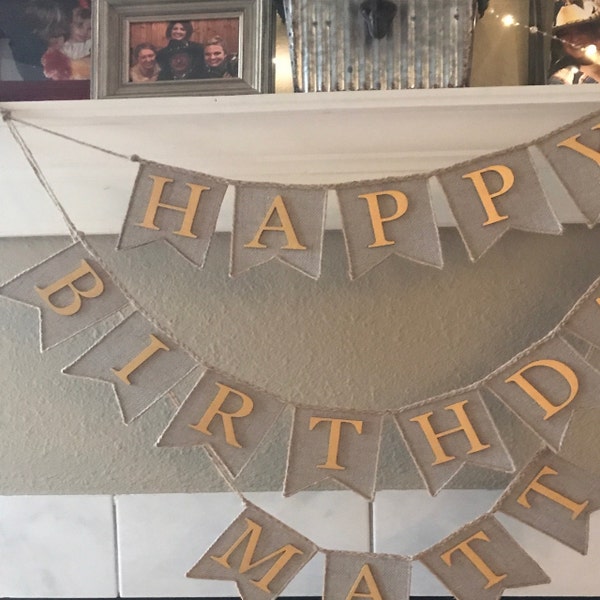 Happy Birthday Banner, Happy Birthday Burlap Banner, Happy Birthday ...