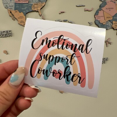 Emotional Support Coworker Vinyl Sticker, Coworker Gift, Office ...