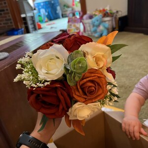 Deep Red Blush Pink & White Artificial Bridal Bouquet Real - Etsy