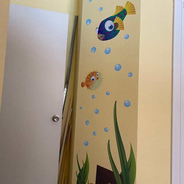 Ocean Wall Decals,deep Sea Fish and Treasure Fabric Wall Decal Set ...