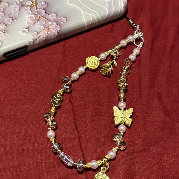 Phone Charm Silver Butterfly,black Bead Phone Strap Charm,unique Black ...