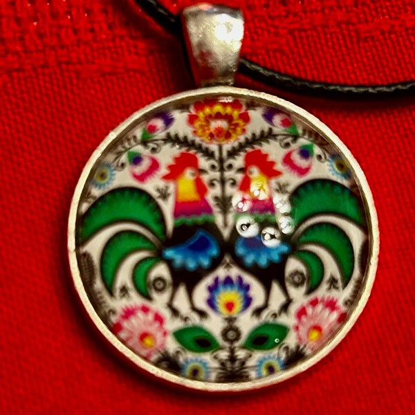 Design 63 Polish Pottery Necklace Choice of Pendant W/ Glass Cabochon ...