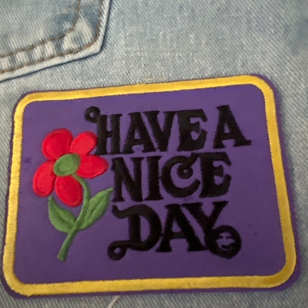 Have a Nice Day Patch Iron on Ready TEAL or YOUR CHOICE - Smiley Face ...