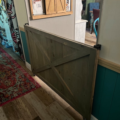 Rolling Baby Gate, Farmhouse Dog Gate Barn Door Baby Gate, Barn Door ...