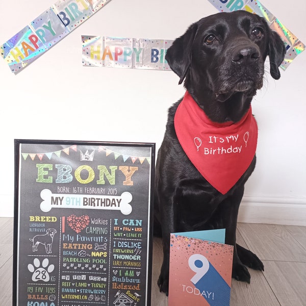 Dog Birthday Chalkboard Sign, Dog Party, Pet 1st Birthday Chalkboard ...